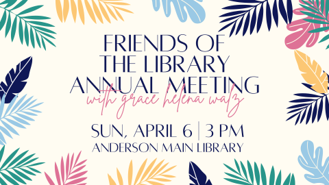 Friends Annual Meeting with Author Grace Helena Walz | Anderson County ...